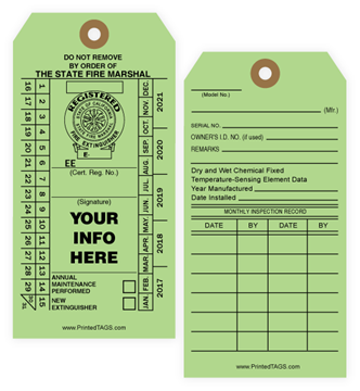Fire Extinguisher Tags | Printed Tags
