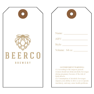 Growler Tag 1-Color Custom Printing Two Sides